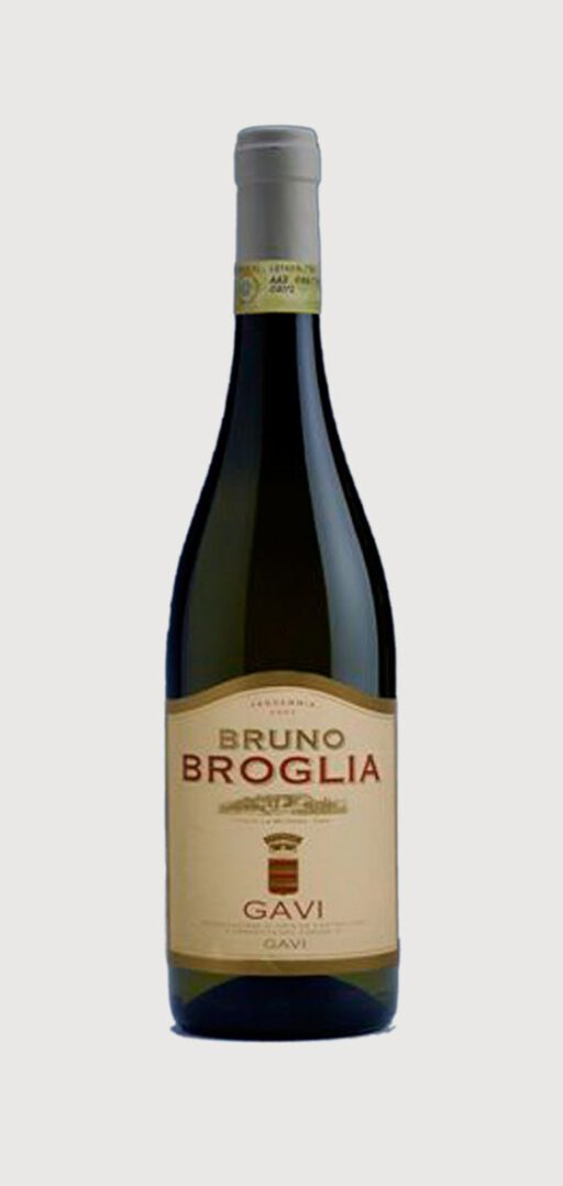 Bruno Broglia Gavi wine bottle. - Vias Imports